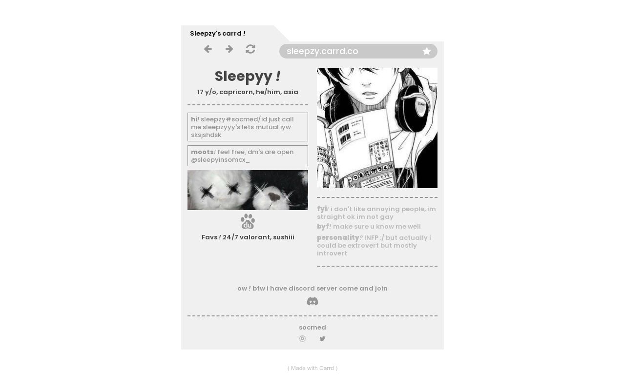 Sleepzy's carrd
